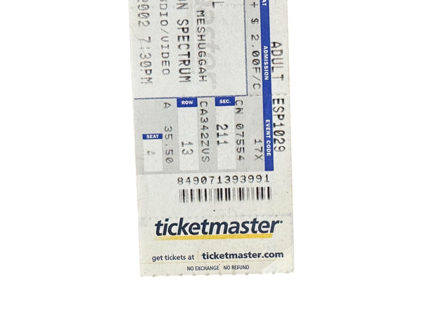 TOOL VINTAGE 2002 PHILADELPHIA SPECTRUM TICKET 10/29/02 - Bucks County ...